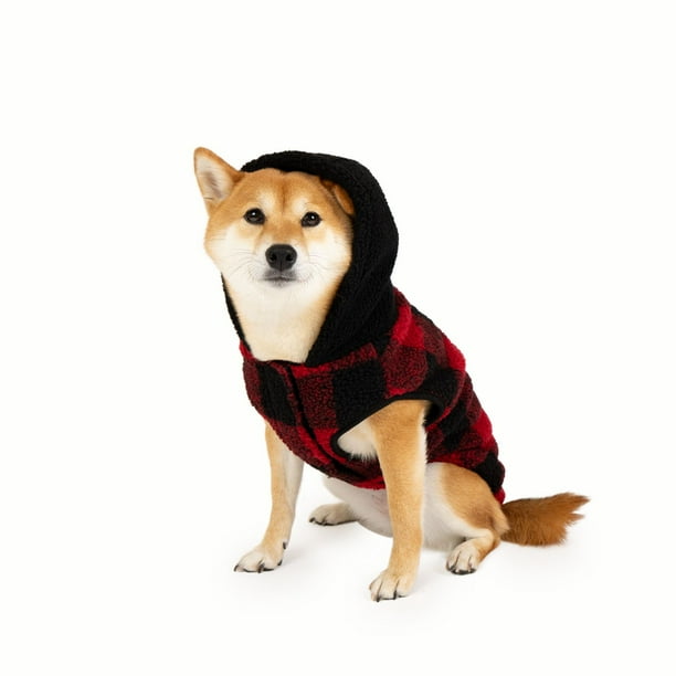 One Paw, Hooded Sherpa Dog Jacket with Poop Bag Dispenser, Multiple ...