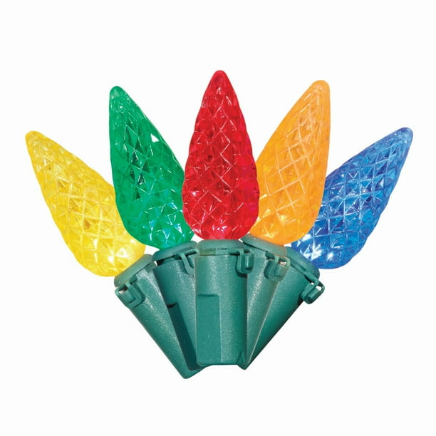 Holiday Time 70-Count Multicolor Diamond-Cut LED C6 Christmas Lights ...