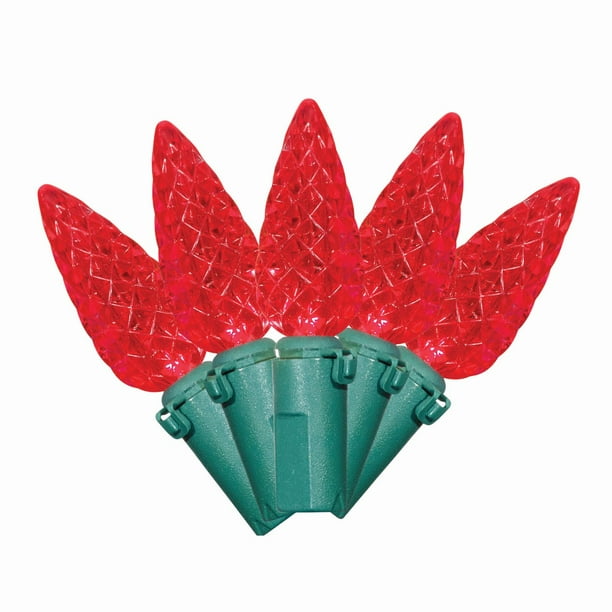 Holiday Time 70-Count Red Diamond-Cut LED C6 Christmas Lights, with ...