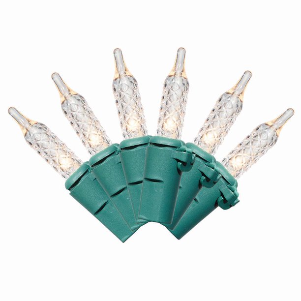 Holiday Time 50-Count Warm White LED M5 Christmas Lights, with Green ...