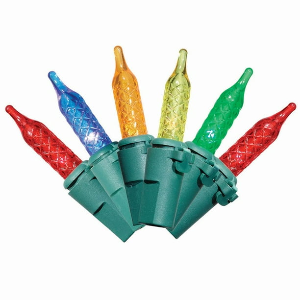 Holiday Time 100-Count Multicolor LED M5 Christmas Lights, with Green ...