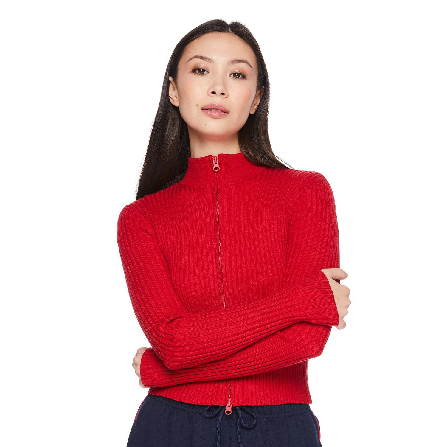 Click here for No Boundaries Womens 2-Way Zip Rib Sweater M prices