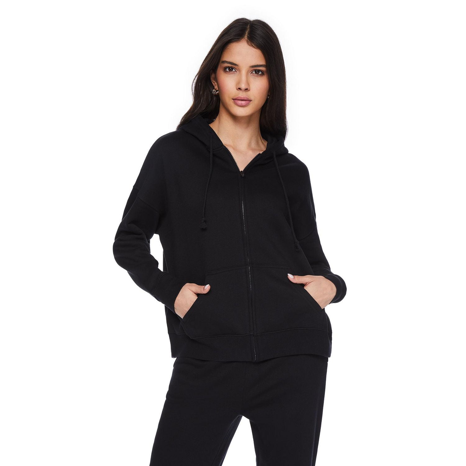 Click here for No Boundaries Womens Oversized Fleece Zip-Up Hoodi... prices