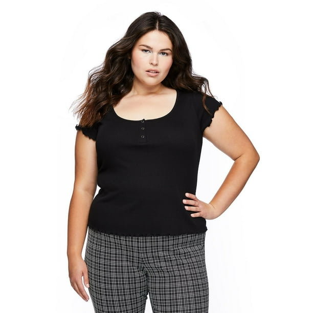 Harper + Zoe Plus Women's Rib Henley Tee - Walmart.ca