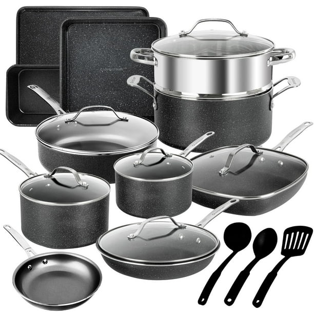Granite Stone 20 Piece Complete Cookware Set Bakeware Set with Ultra ...