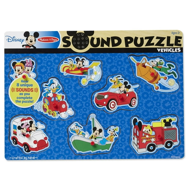 Melissa & Doug Mickey Mouse & Friends Vehicles Wooden Sound Puzzle ...