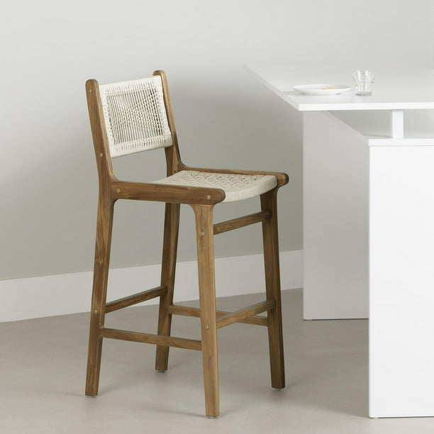 Teak Wood and Woven Rope Bar Stool from the collection Balka South ...
