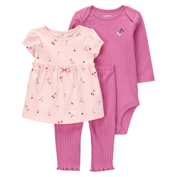 Carter's Child of Mine Baby Girls' 3 Piece Set - Purple Cherries, Sizes Newborn - 24 Months ...