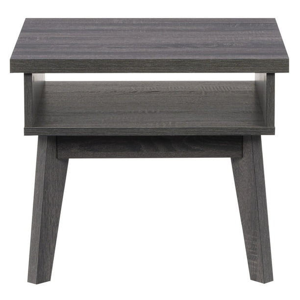 CorLiving Hollywood Mid-Century Dark Grey Square Side Table with Peek-a ...