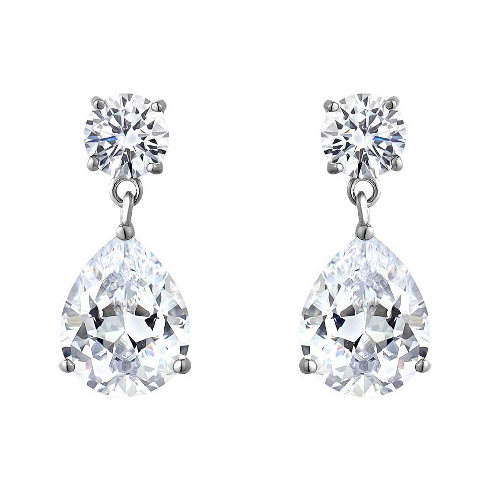 Click here for Luxury Designs Sterling Silver Cubic Zirconia Pear... prices