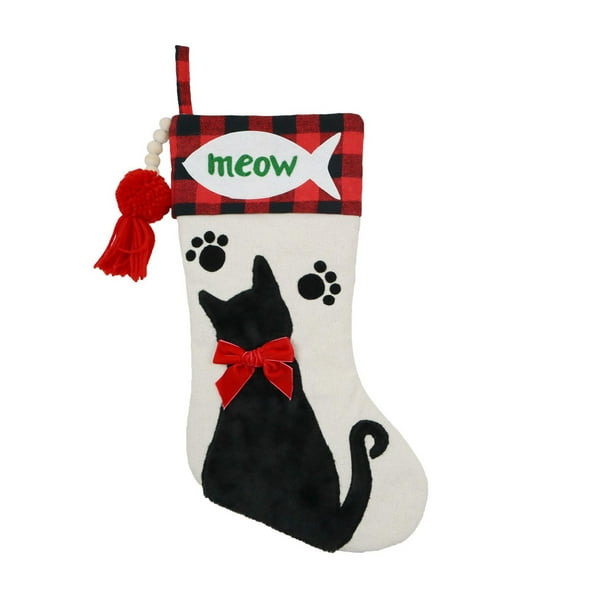 Holiday Time 20 inches cat stocking - cream, 20 inch, Festive - Walmart.ca