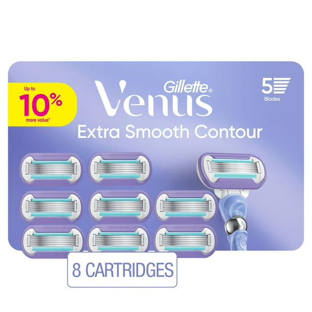 Gillette Venus Deluxe Smooth Swirl Women's Razor Blade Refills, 8 Count ...