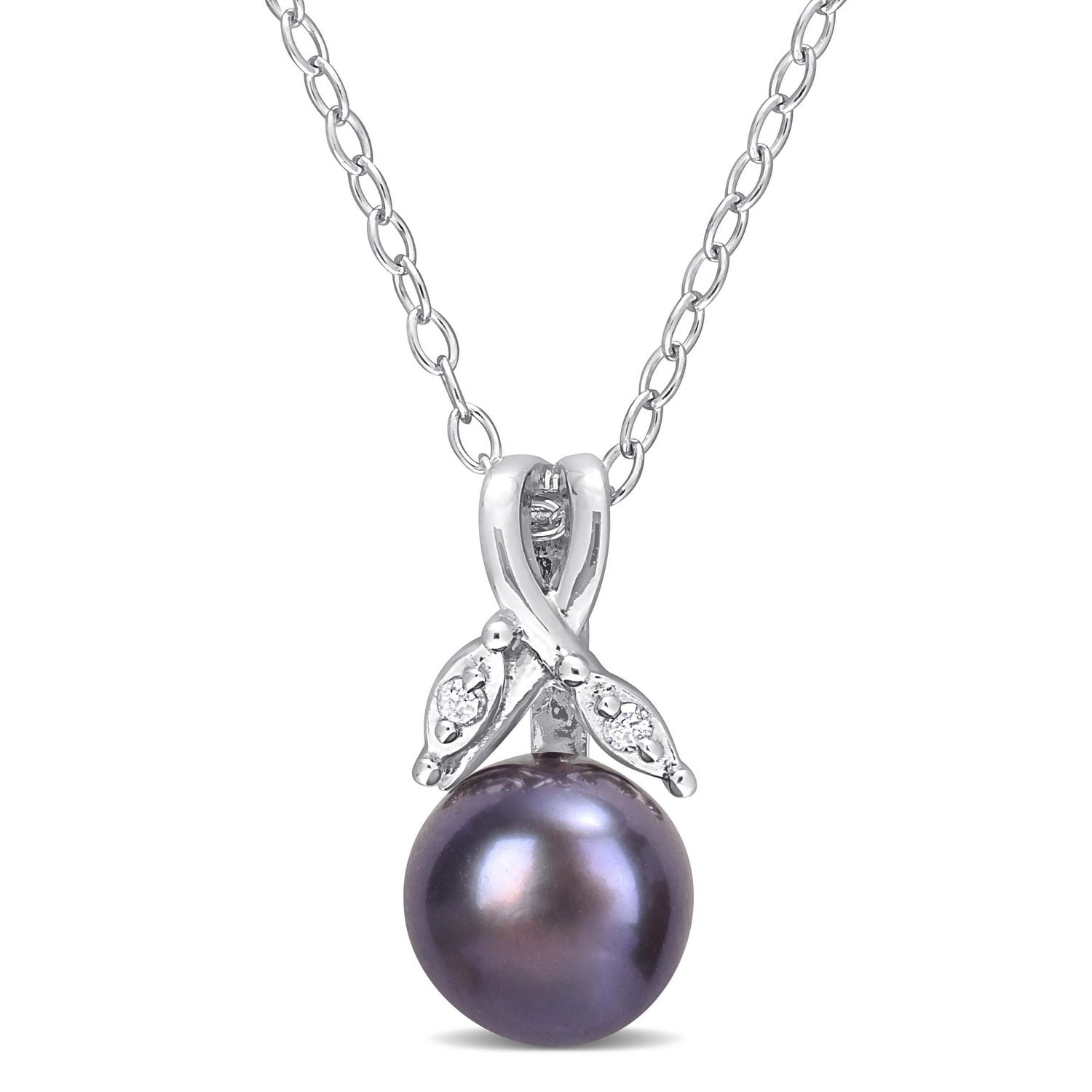 Click here for Miabella Black Freshwater Cultured Pearl And Diamo... prices