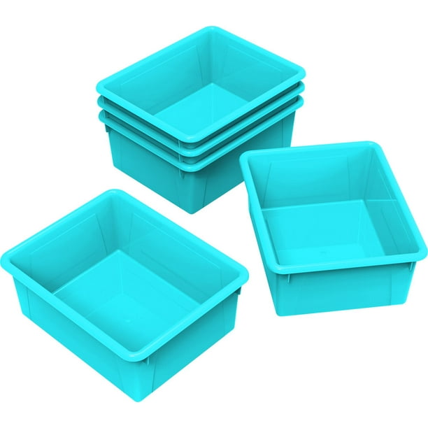Storex Deep Storage Tray, Letter Size, 10 x 13 x 5 Inches, Teal, 5-Pack ...