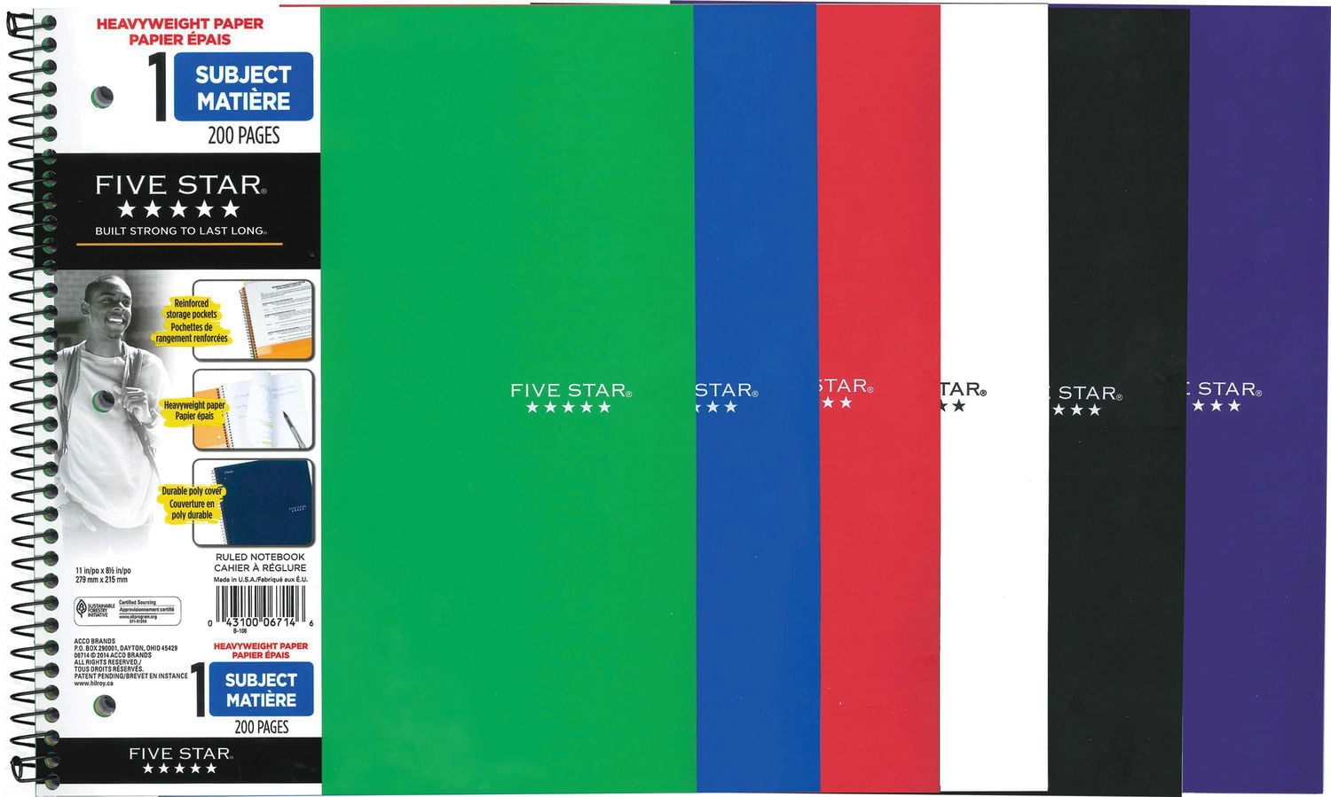 "Five Star® Wirebound Premium Heavyweight Paper Notebooks, 1 subject ...