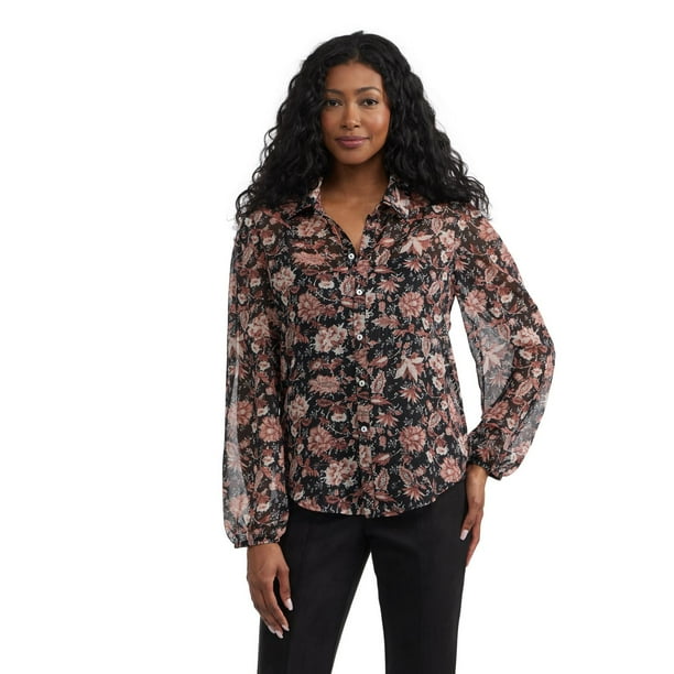 Mexx Women’s Floral Printed Shirt with Lurex, Tailles: XS-XL - Walmart.ca