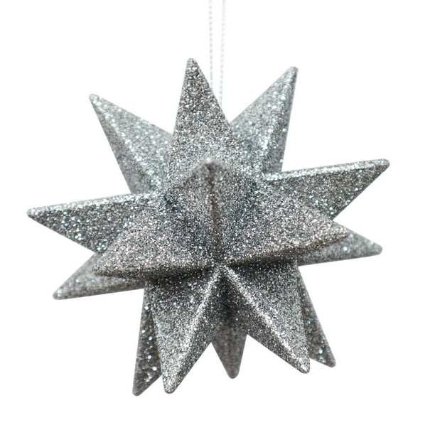 Holiday Time Silver Glitter Starburst ornament, GLITTER STARBURST ...