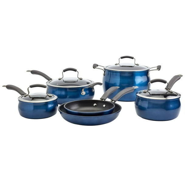 Epicurious 10 Piece Aluminum Cookware Set, Double Riveted Silicone ...