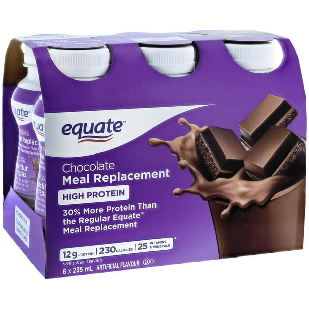 Substitut de repas au chocolat à teneur élevée en protéines Equate 6 x ...