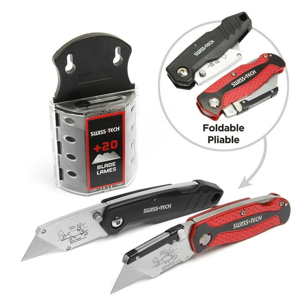 Swiss Tech Folding Utility Knife (2-Pack) with Blades (20-Pack ...