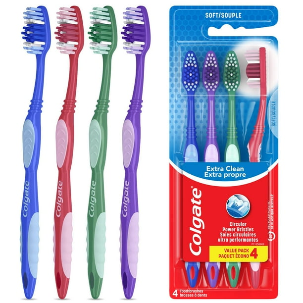 Colgate Extra Clean Toothbrush Value Pack, Soft, 4 Count - Walmart.ca
