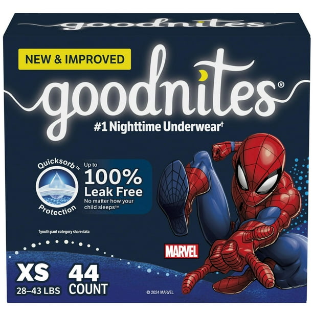 Goodnites Boys' Nighttime Bedwetting Underwear, Giga Pack, Size XS - XL ...