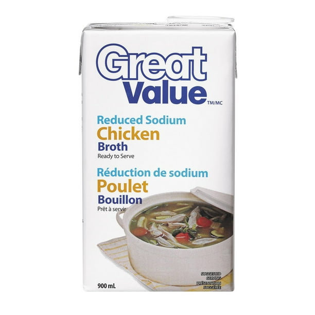 Great Value Reduced Sodium Chicken Broth, 900 mL - Walmart.ca