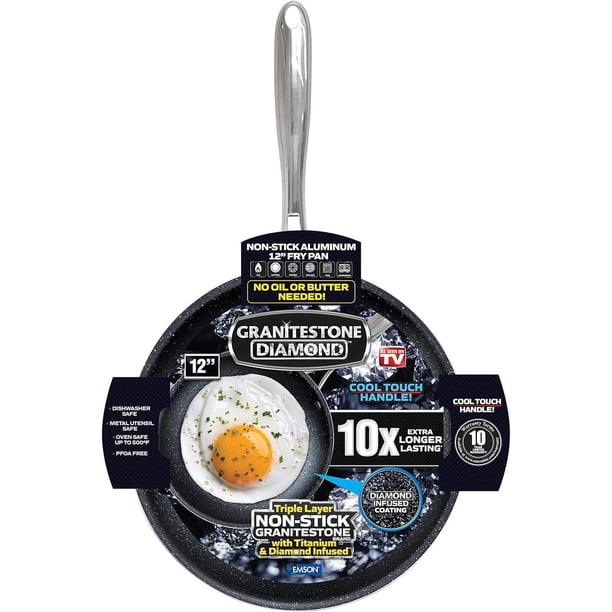 Granitestone Cookware Nonstick Frying Pan, 12” Nonstick Pan for Cooking ...