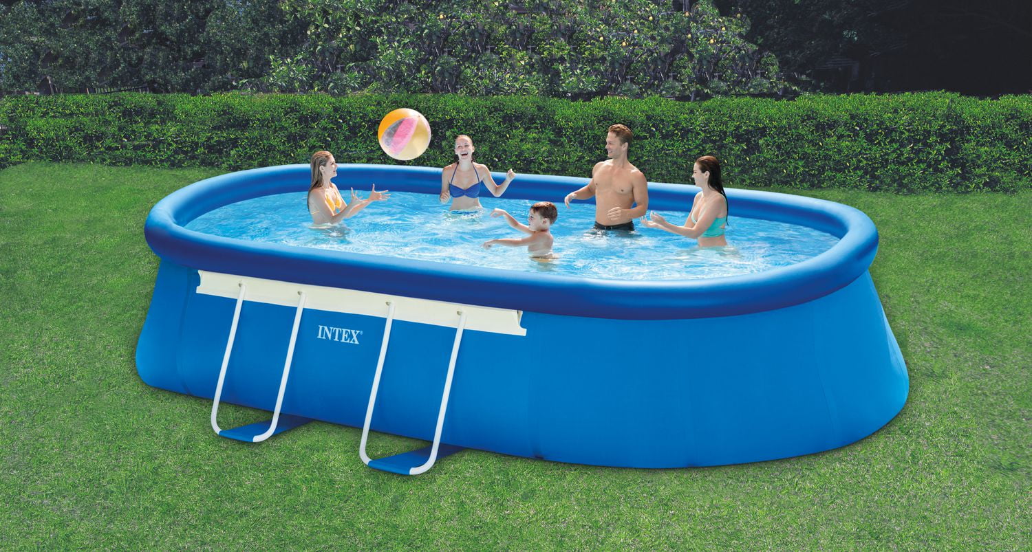 Intex 18 Ft X 10 Ft X 42 In Oval Metal Frame Pool Set Walmart Canada