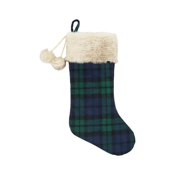 Holiday Time 21 inches Blue and Green Plaid Stocking - Walmart.ca