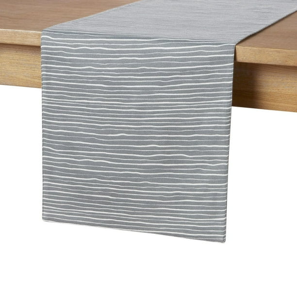 Mainstays Linework Drill Weave Table Runner, Grey, 14"W x 72"L , 1 ...