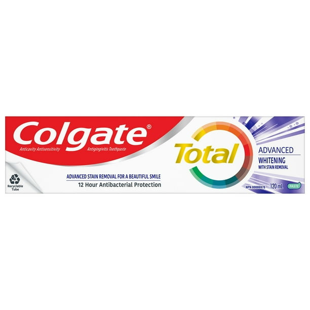 Colgate Total Advanced Whitening Toothpaste with Stain Removal, 120 mL ...