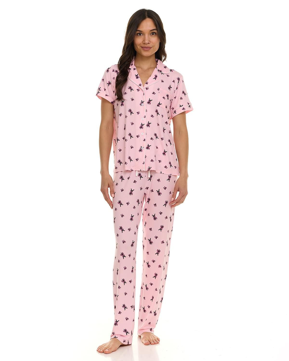 Click here for Paris Dreams Ladies Notch Collar Pajama 2-Piece Pa... prices