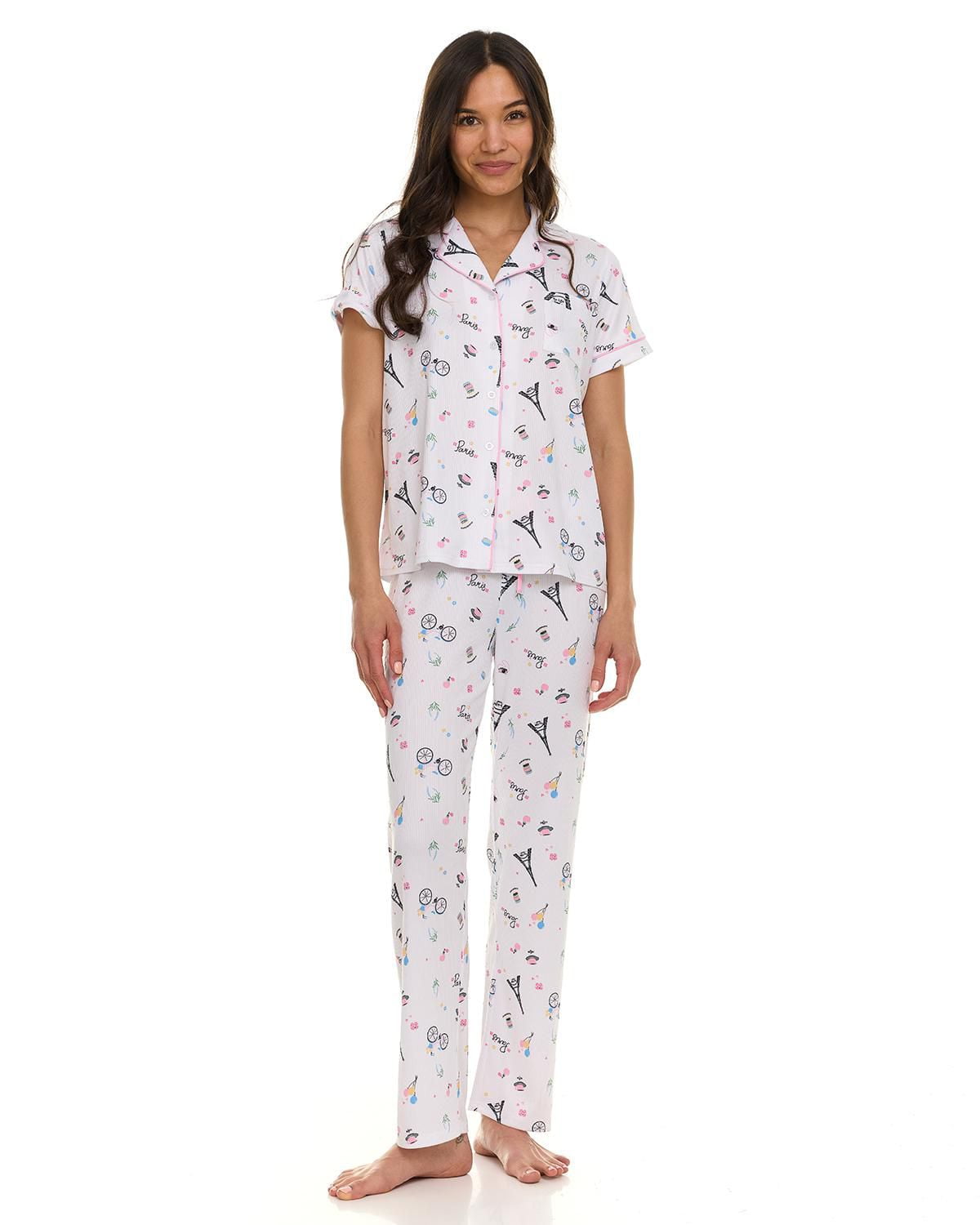 Click here for Paris Dreams Ladies Ribbed Notch Collar Pajama 2-P... prices