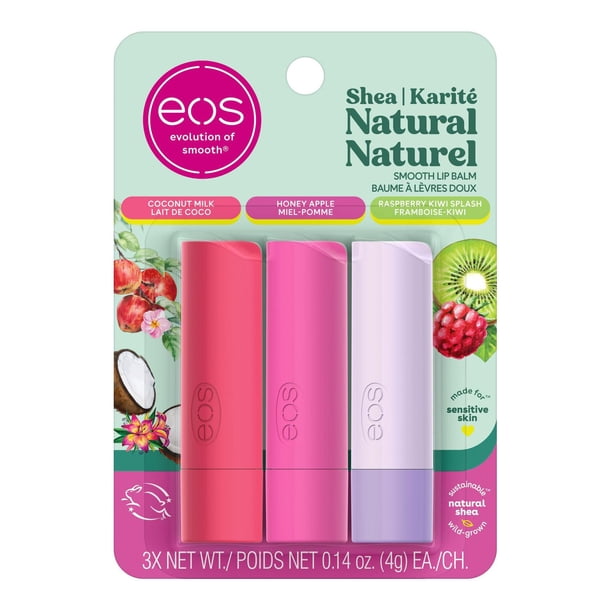 eos Coconut Milk, Honey Apple, Raspberry Kiwi Splash Lip Balm Sticks, 3 ...