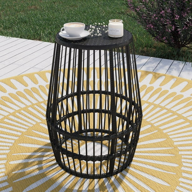 HOMETRENDS Patio Wicker Side Table - Black - Walmart.ca