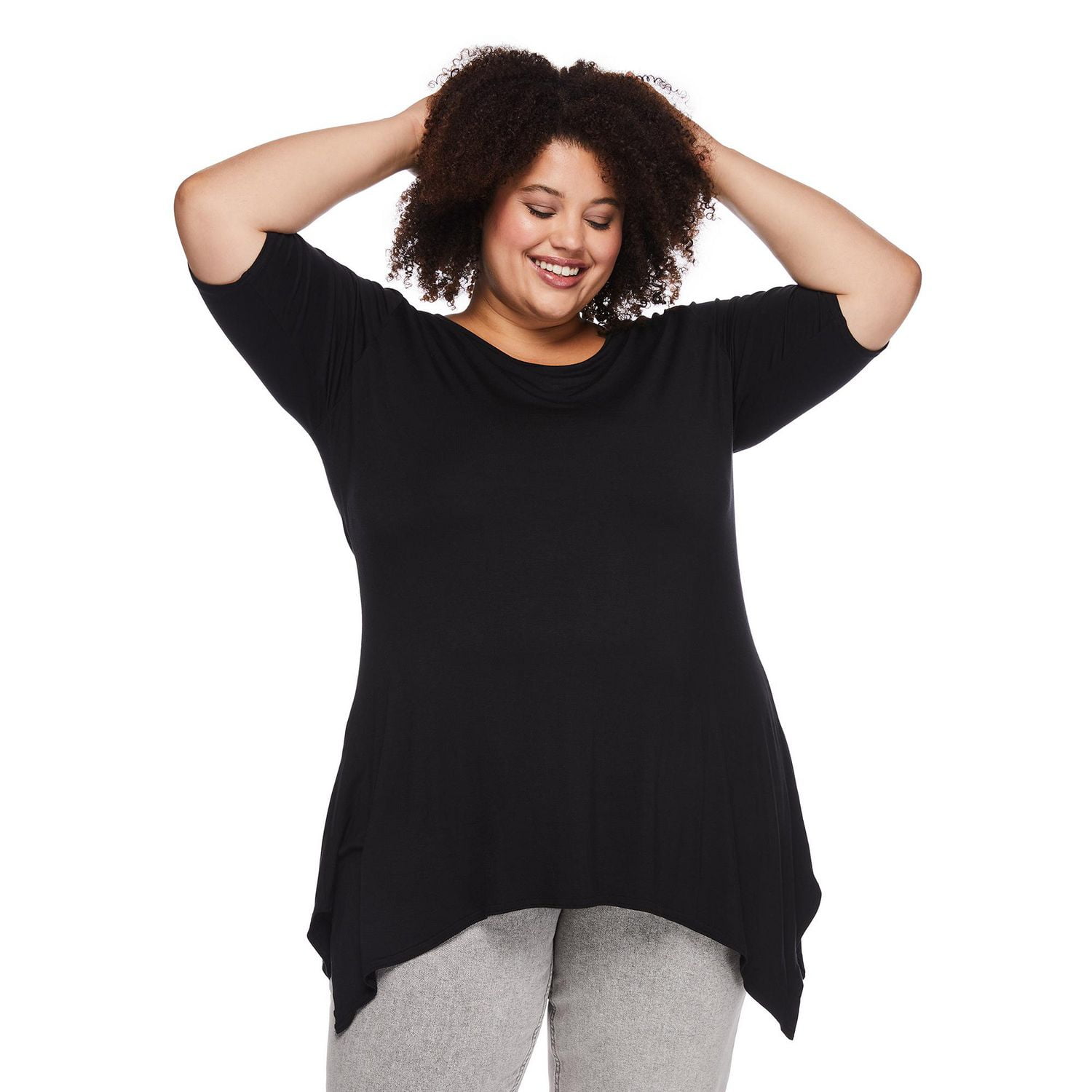 George Women's Plus Sharkbite Hem Tee, Sizes 1X-4X - Walmart.ca