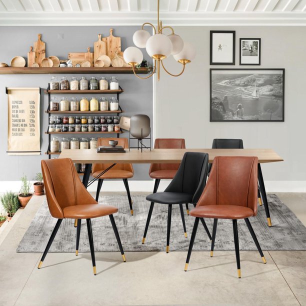 Homycasa Set of 2 Modren Dining Chairs with Soft Faux Leather ...