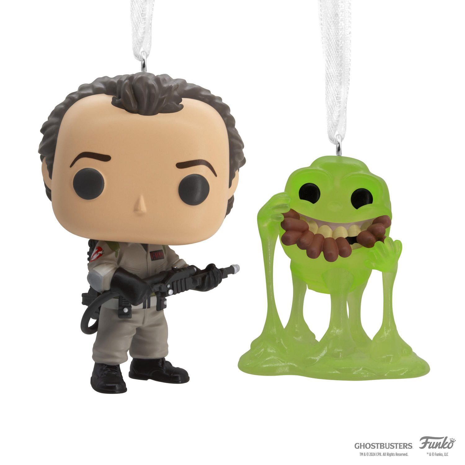 Hallmark Christmas Ornaments Ghostbusters Peter Venkman Slimer Funko POP Set of 2