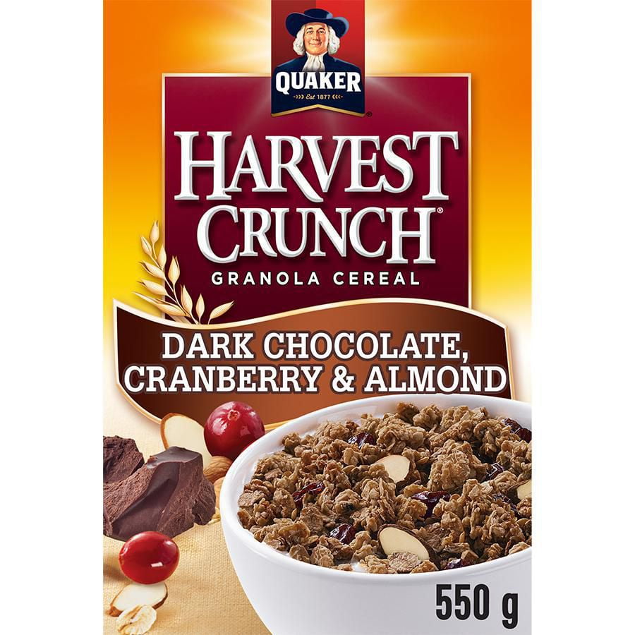Quaker Harvest Crunch Dark Chocolate, Cranberries & Almond Cereal ...