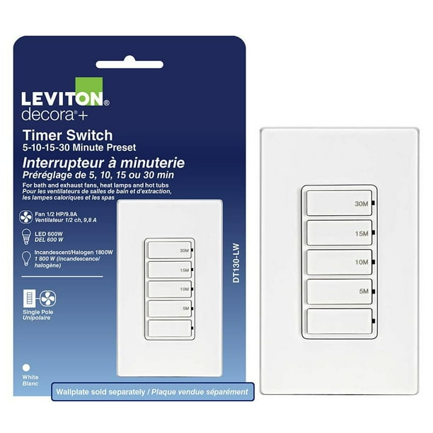 Decora Preset 30 Minute Digital Countdown Timer Switch in White, ½ HP/9 ...