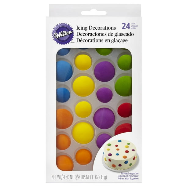 Wilton Bright Dots Icing Decorations, Icing Decorations, 24-pieces ...