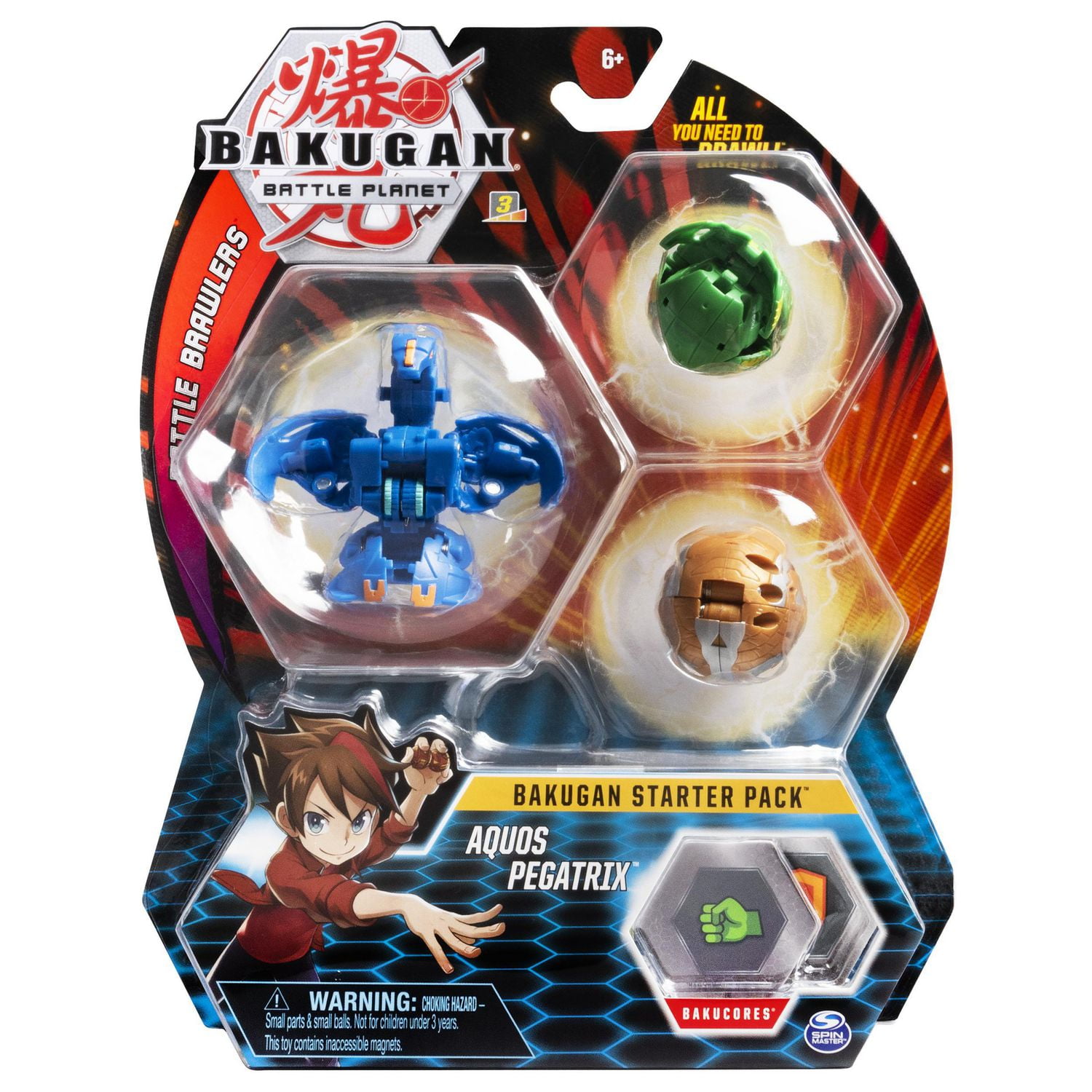Bakugan Starter Pack 3-Pack, Aquos Pegatrix, Collectible Action Figures, for Ages 6 and Up ...