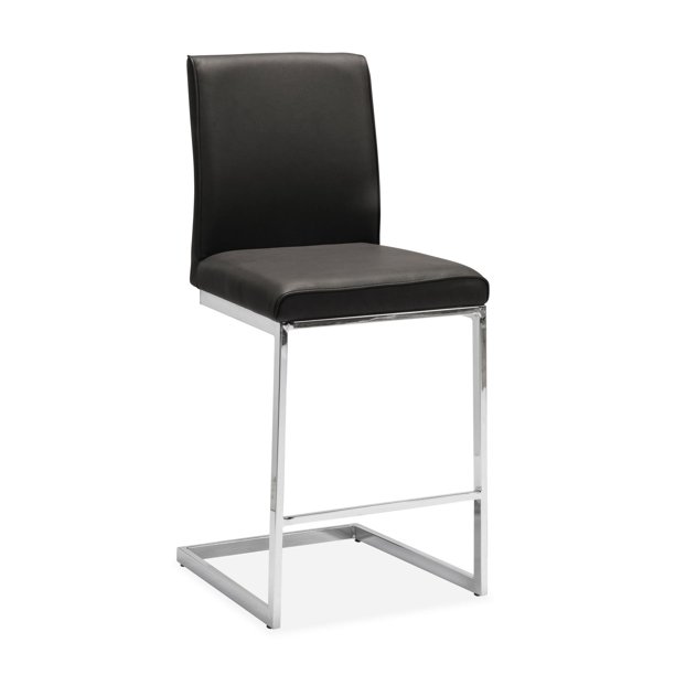 Topline Home Furnishings Black Leather Floating Counter-height Chair ...