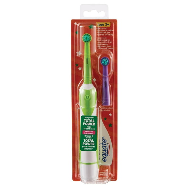 Equate Easyflex Total Power Kids Toothbrush, 1 Handle, 2 Brush heads ...