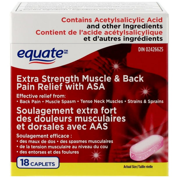 Equate Extra Strength Muscle & Back Pain Relief with ASA, 18 Caplets ...