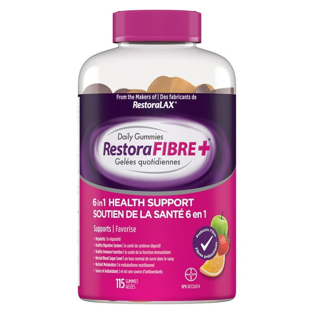 RestoraFIBRE + 6 in 1 Daily Prebiotic Fibre Supplement Gummies for ...