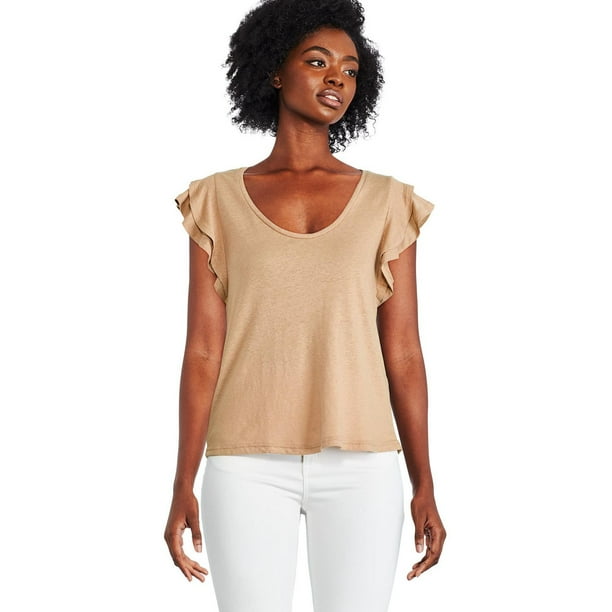 George Women's Flutter Sleeve Tee - Walmart.ca