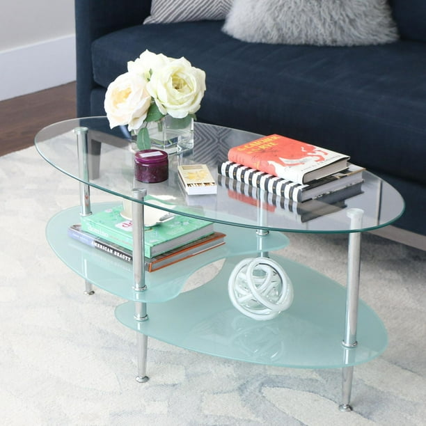 Manor Park Table basse de verre ovale double vague - Walmart.ca