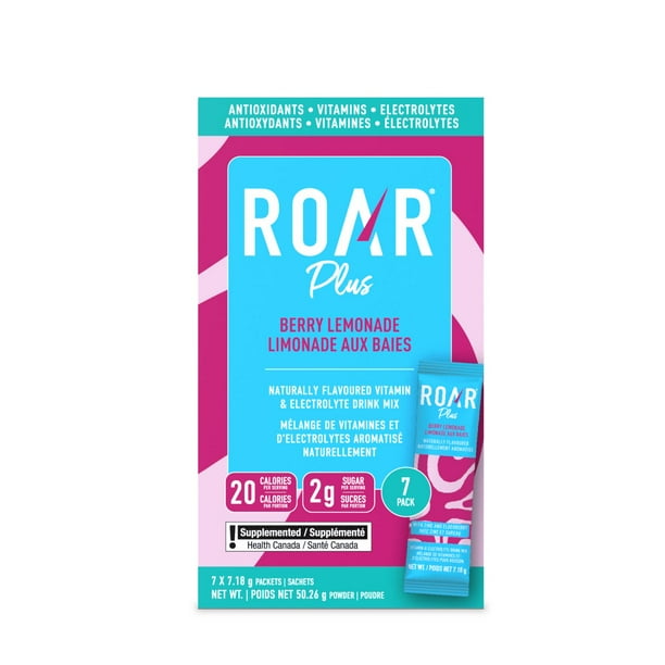 Roar Plus Berry Lemonade Electrolyte Powder Sticks, 7 Pack - Walmart.ca